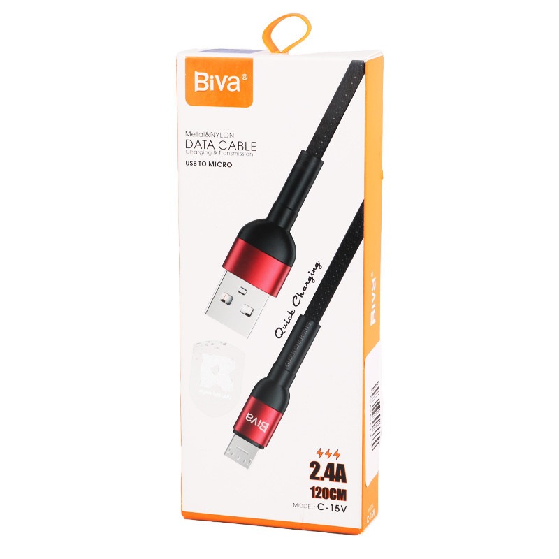 کابل میکرو یو اس بی فست شارژ Biva C-15V 2.4A 1.2m - فروشگاه اینترنتی لنجو
